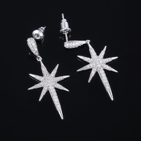 Jewelry | New Silver Diamond North Star Drop Earrings | Poshmark